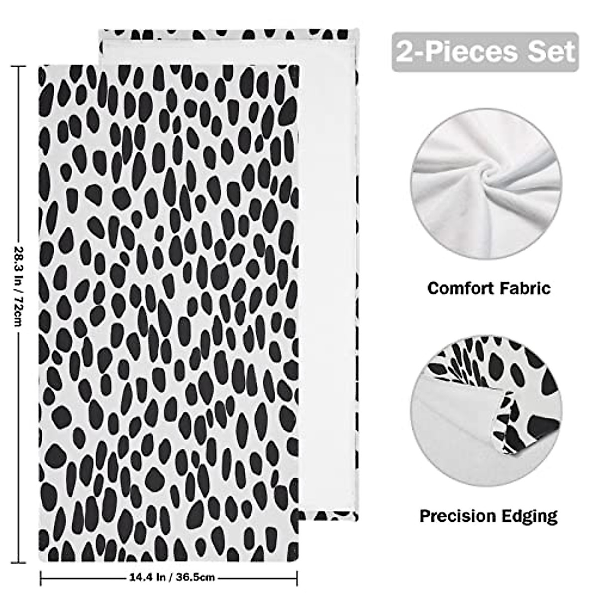 Kigai 2 Pack Black White Leopard Print Hand Towels Set Kitchen Towels Super Soft Highly Absorbent Fingertip Towel for Bath,Kitchen,Gym and Spa