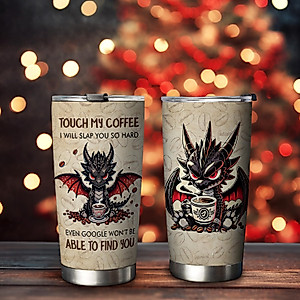 20oz Coffee Dragon Tumbler, Gifts for Coffees Lovers, Dragon Lovers, Coffees Thermos for Women, Men, Stainless Steel Double Wall Vacuum Insulated Coffee Mug, Travel Cup with Lid