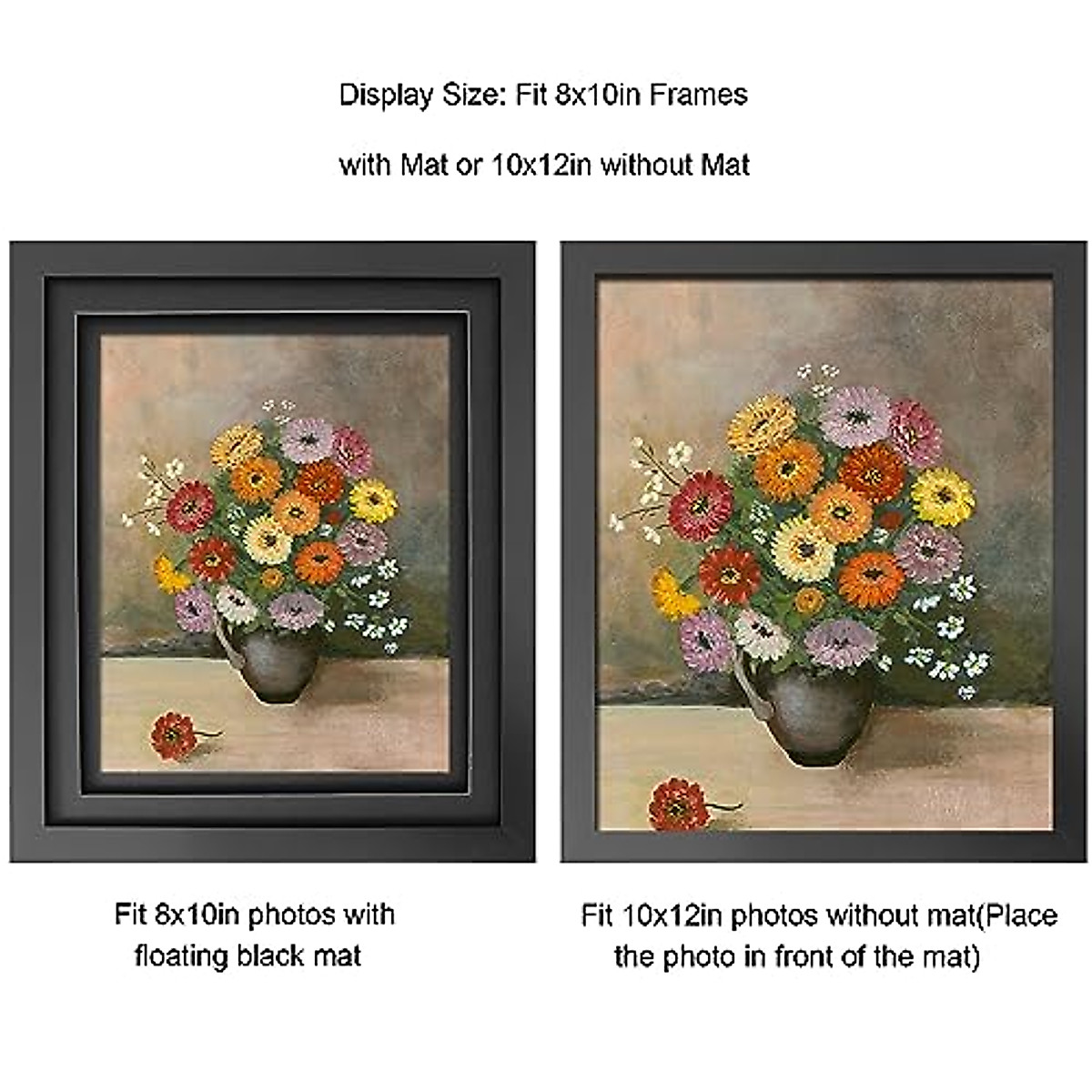 LUCKYLIFE 8x10 Picture Frame Black Wood with Double Mat for Tabletop or Wall, Set of 2