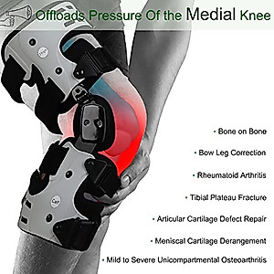 Orthomen OA Unloader Knee Brace - Support for Arthritis Pain, Osteoarthritis, Cartilage Defect Repair, Avascular Necrosis, Bone on Bone Knee Joint Pain and Degeneration (Medial/Inside - Right)