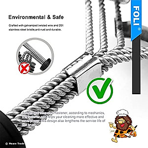 FOLI Grill Brush and Scraper - Bristle Free & Wire Combined Grill Brush - Grill Accessories for Cleaning - 18" Efficient&Safe Cleaner for Gas/Porcelain/Charcoal Grills - BBQ Accessories Gifts for Men