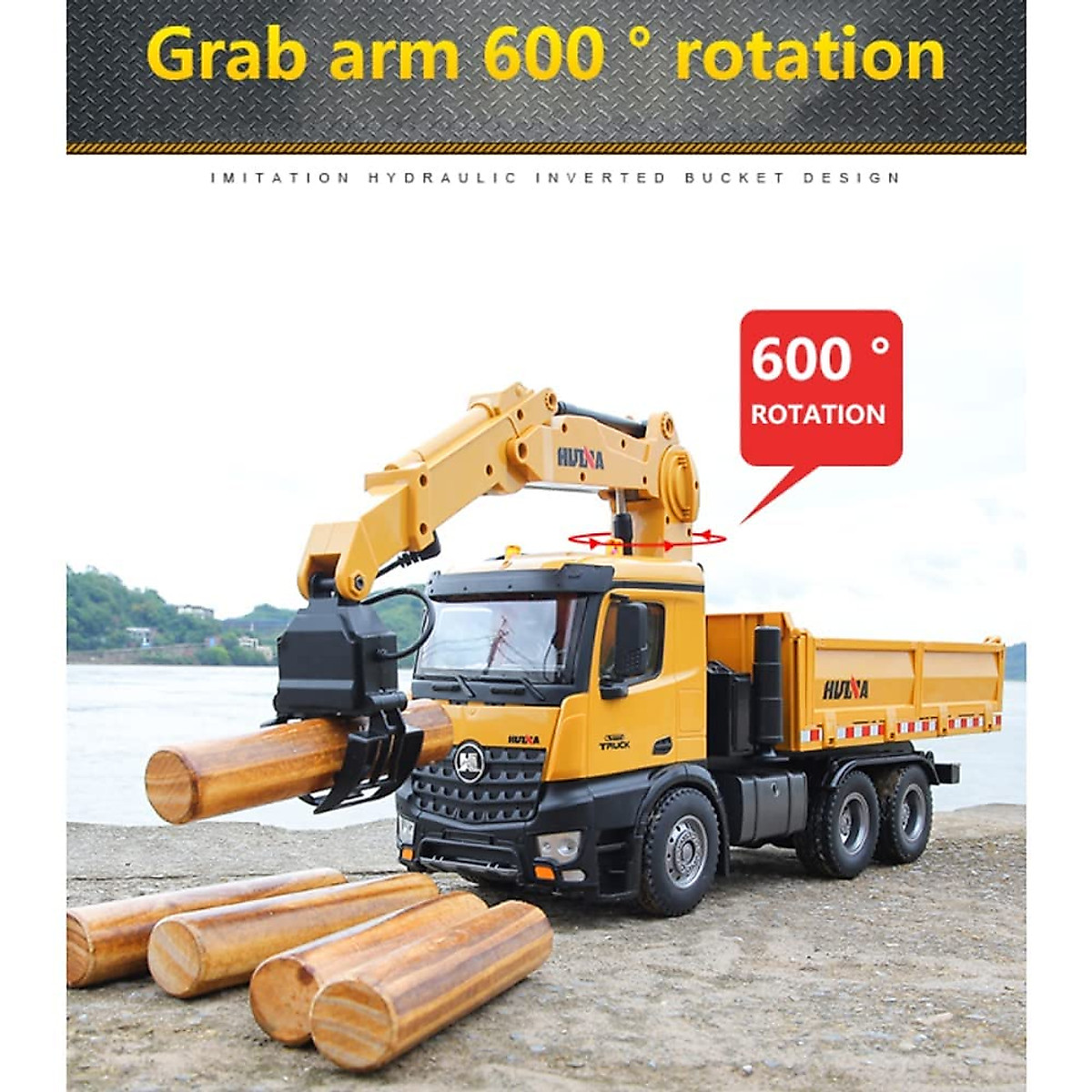 QIYHBVR 26 Channel Full Functional Remote Control Excavator Construction Tractor, 1/14 Excavator Toy Alloy Remote Control Dump Truck Xmas Birthday Gift Kids Boy Teens Adults RTR