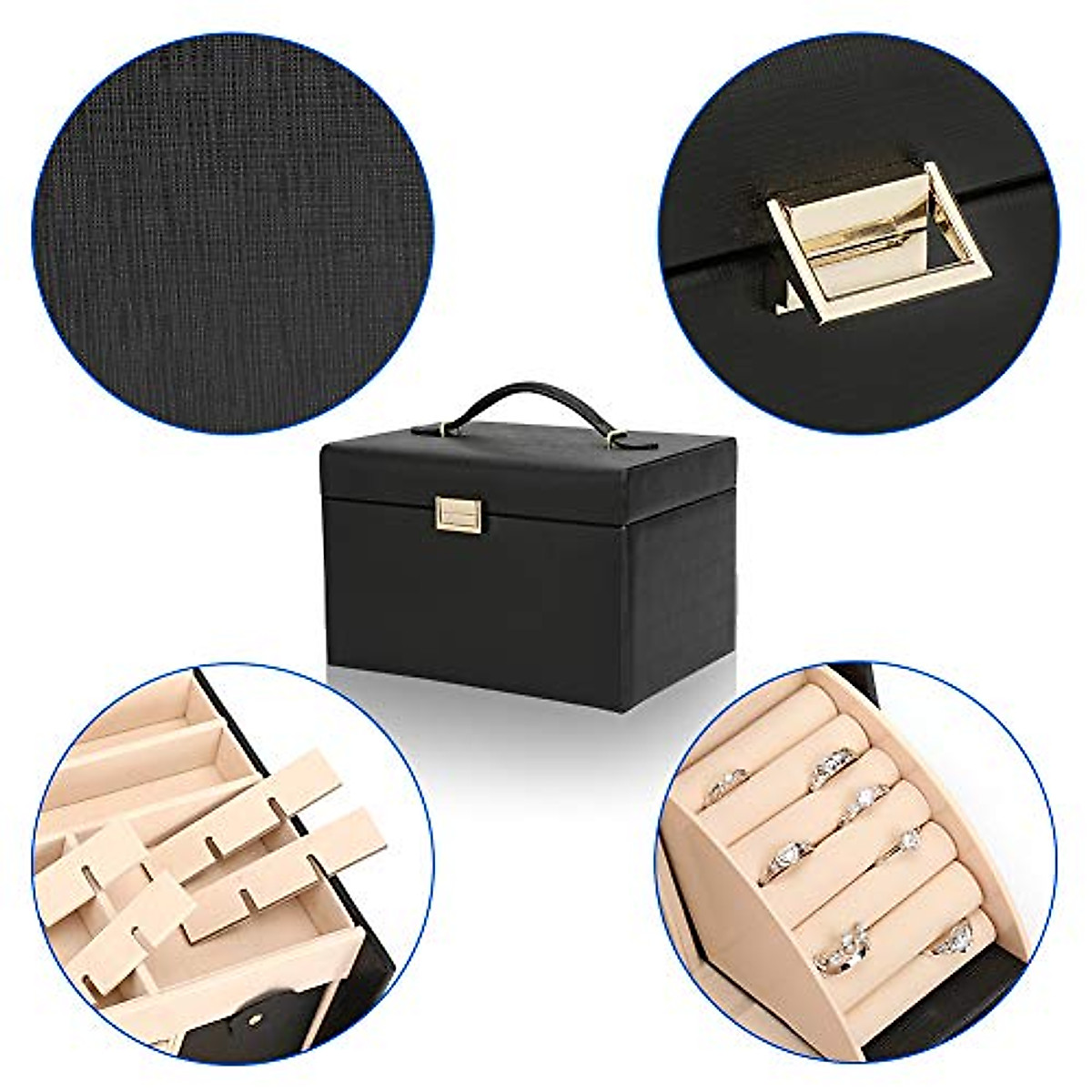 FEISCON Jewelry Organizer Makeup Cosmetic Storage Organizer Box Small Jewelry Box Travel Jewelry Case …