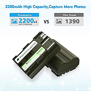 Powerextra 2 Pack Replacement BP-511 Battery for Canon BP-511A and 5D 50D 40D 20D 30D 10D Digital Rebel 1D D60 300D D30 Kiss Powershot G5 Pro 1 G2 G3 G6 G1 Pro90