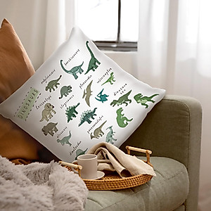 Qlmx Dinosaur Silk Pillow Cases for Kids Pillowcase - 18x18 Pillow Cases Decorative Pillow Covers for Bed, Dinosaur Pillowcase Satin Pillowcase for Hair and Skin, Cotton Kids Pillow Cover for Boys