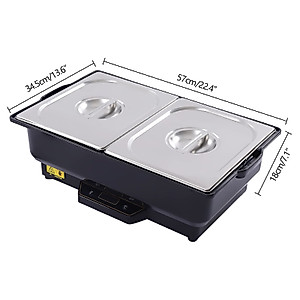 9L Electric Chafing Dish Buffet Stainless Steel Warmers Trays Server Chafer Digital Display for Catering(Black)