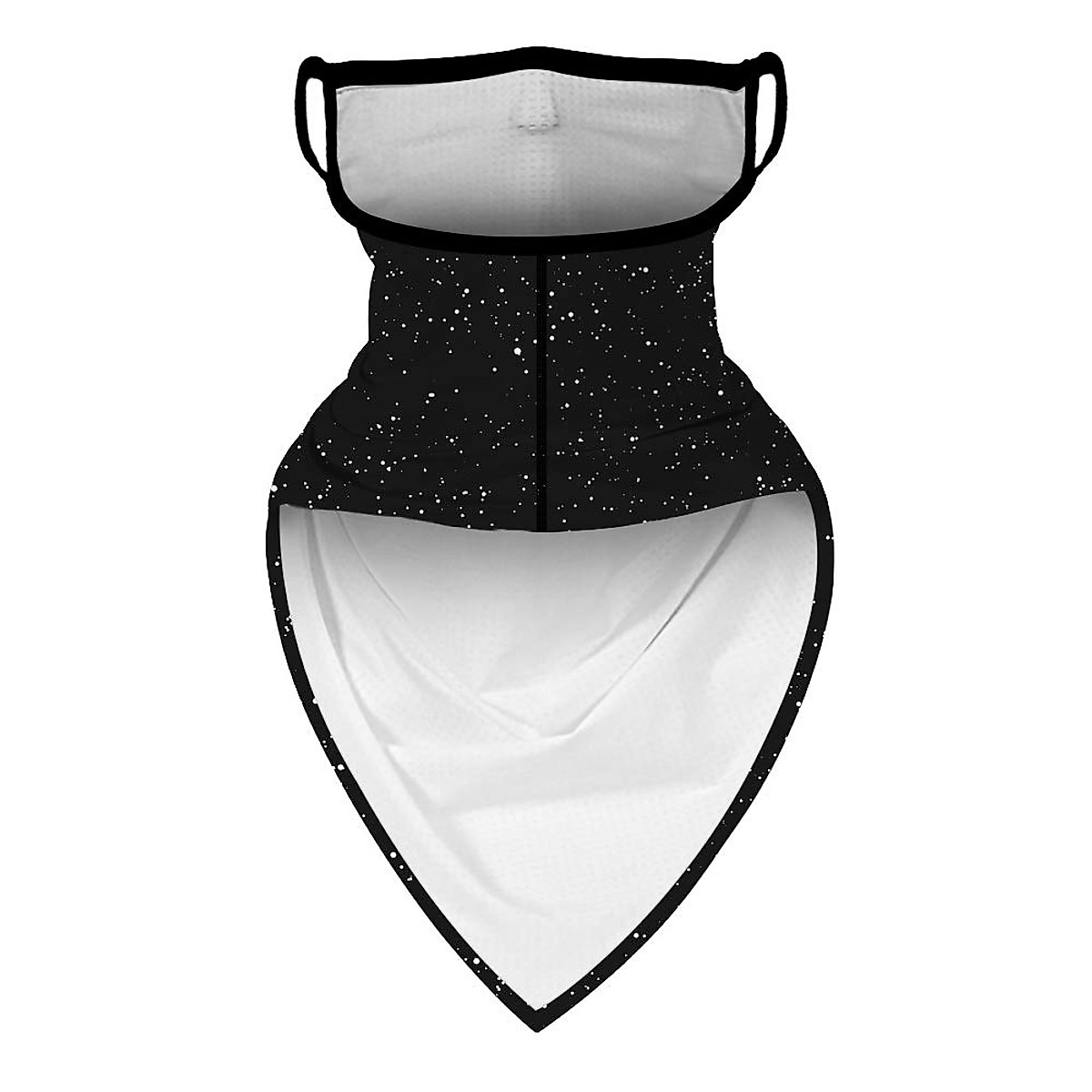 YAYOUREL White Spots Black Bandana Neck Gaiter Face Mask Covering Bandanas for Men Women Summer UV Cooling Face Scarf Mask Cover Ear Loop Hole Triangle Facemask Headwear for Fishing Running Cycling