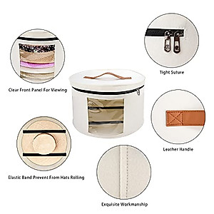 VanlonPro Large Hat Storage Box for Women & Men, 16" D x 10" H Hat Box Organizer，Foldable Round Travel Hat Boxes with Dustproof Lid, Stuffed Toy Storage Bin Bag
