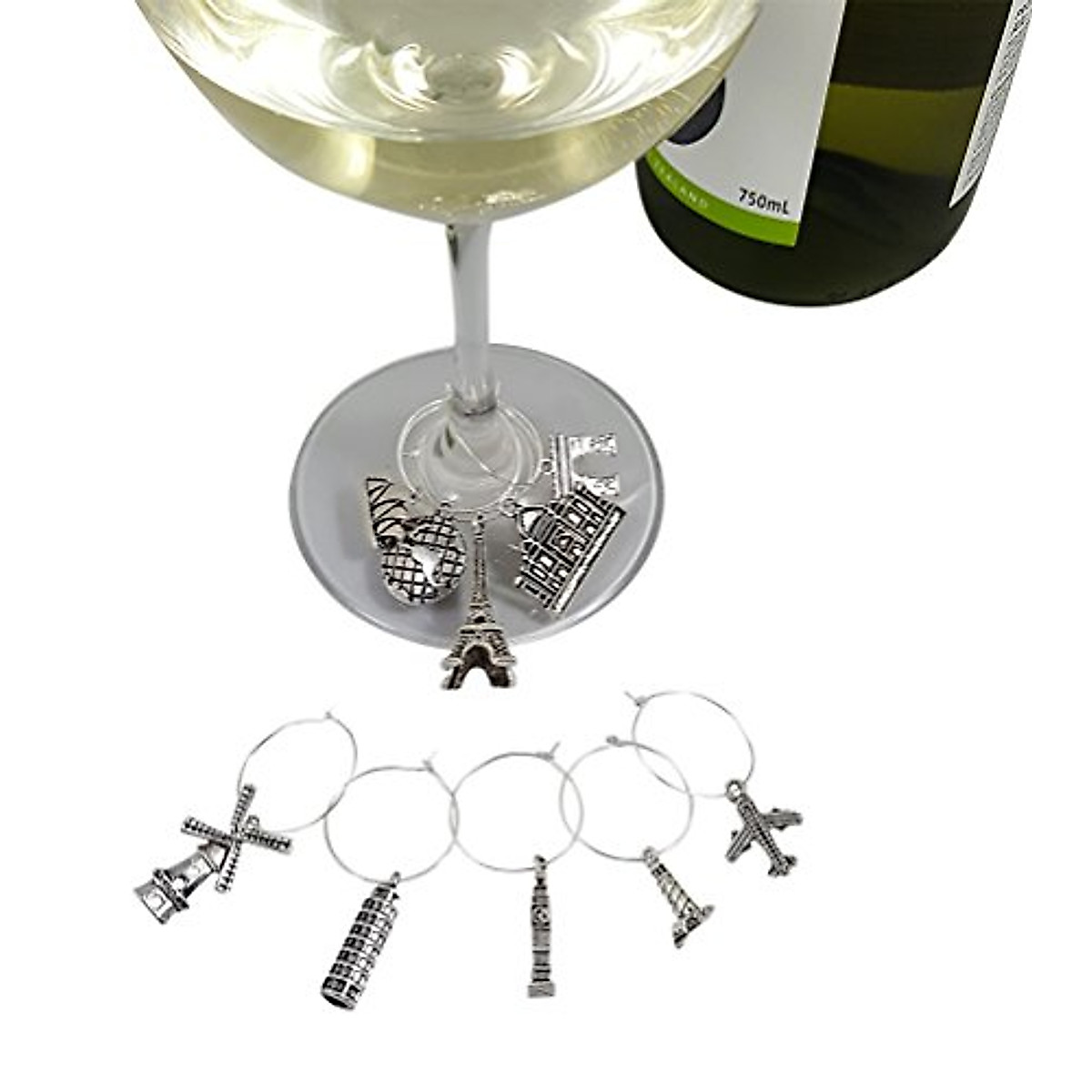 Palm City Products Deluxe Wine Charm Set – 28 Pieces Total includes Beach, Wine Lover, and World Traveler Themes