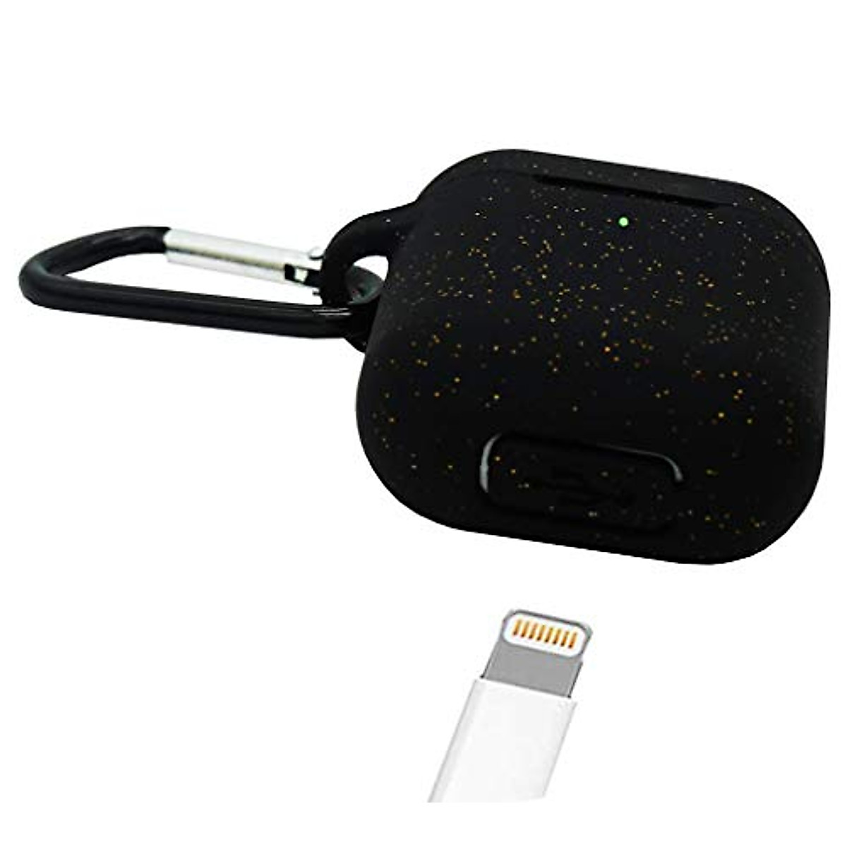 AirPods Case,with Keychain [Front LED Visible], HappyCover Thicken Shockproof 360° Super Cute Glittery Protective Silicone Skin Cover Compatible for Airpods Charging Case 2 & 1 (Black - Fashion)