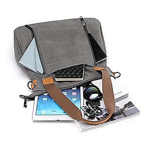 DOURR Multi Pocket Crossbody Bags for Women Casual Work Shoulder Tote Purses Retro Top Handle Handbags (Gray)