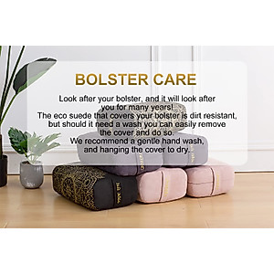 Yoga Bolster Pillow (2 Pack) Luxurious Eco Suede Yoga Bolster for Restorative Yoga, Meditation, Rectangular Yoga Pillow With Carry Handle, Washable Cover (Eco Suede-black)