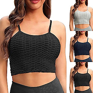 wodceeke Women's Honeycomb Breathable Lightweight Yoga Vest Solid Color Sling Tank Tops Summer Sweatshirt (Gray, M)