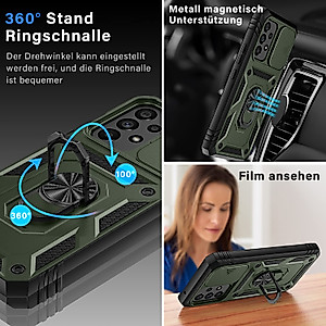 PASNEW for Samsung Galaxy Note 20 Ultra 5G Phone Case,Camera Lens Cover Military Heavy Duty Full Body Shockproof Hard Shell Magnetic Metal Kickstand Protective Cases Note20 Ultra,Army Green