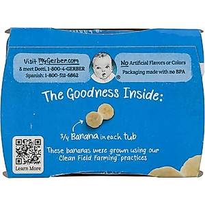 Gerber Baby Food Banana Puree, 4 Oz, 2 Pack Tubs