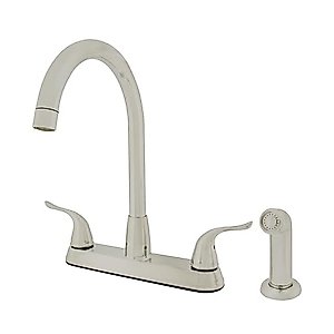 WMF-8235GNZMLP-BN - Hybrid Metal Deck Kitchen Sink Faucet High Spout with Double Handle and Side Sprayer (Brushed Nickel)