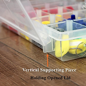 BangQiao 4 Pack Clear Plastic Storage Organizer Box with 15 Adjustable Dividers and 3 Fixed Sections, Portable Carrying Case with Handle and Hinged Lid for Art, Craft Supplies, Small Parts, Tackle