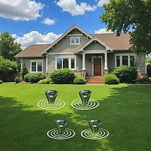 Mole Repellent for Lawns, Solar Powered | Patent Screw-Shape-Stake Design | IP65 Waterproof, Varying Sonic and Vibration to Expel Mole Gopher Snake Vole, for Lawn Garden & Yard (4pc)
