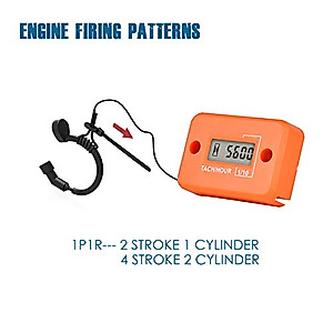 Runleader Digital Mini Tach Hour Meter,TOT Hours Accumulate,Real-time RPM Display,Battery Operation for ZTR Lawn Mower Tractor Generator Outboard ATV Chainsaw Marine Snowblower. (Orange)