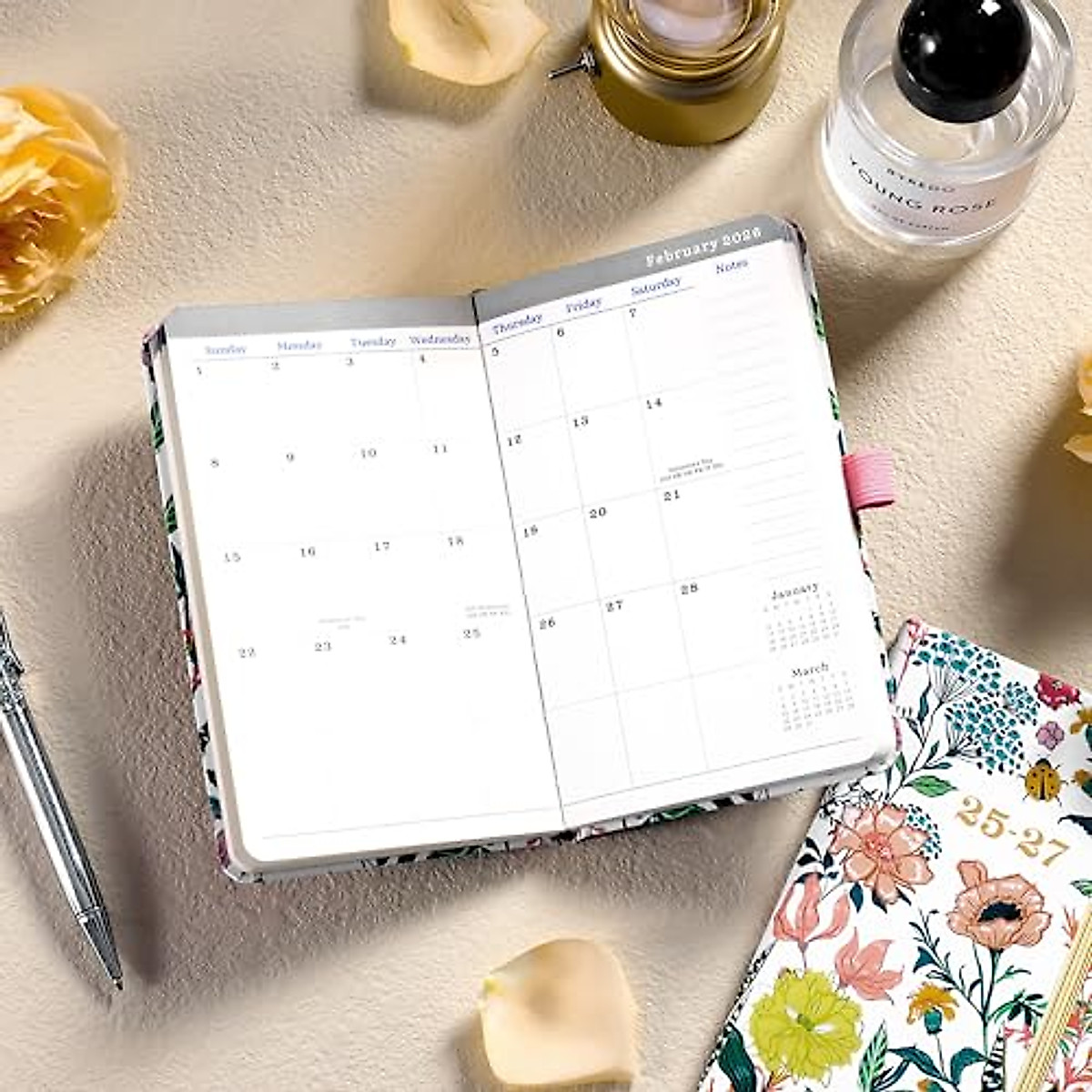 2025-2027 Pocket Planner/Calendar - 3 Year Monthly Planner 2025-2027, Jan 2025 - Dec 2027, 3.8" x 6.3", Small/Purse Planner 36 Months with Pen Holder, Inner Pocket, Elastic Closure and 61 Notes Pages