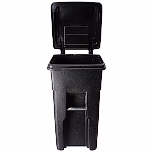 Toter 79232-R1209 32 Gallon Blackstone Trash Can with Wheels and Attached Lid