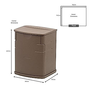Rubbermaid Mini Resin Weather Resistant Outdoor Deck Box, 16" w x 14" d x 21" h, Mocha, Storage for Garden/Pool Accessories/Cushions, Indoor/Outdoor Home Organization Bin