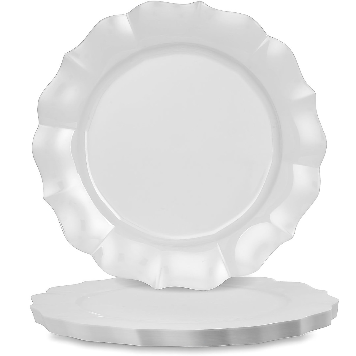 DecorLine Elegant Scallop Collection White Salad Plates - 7.5" (Pack of 10) - Premium Quality & Stylish Design - Perfect for Events, Parties, and Everyday Use