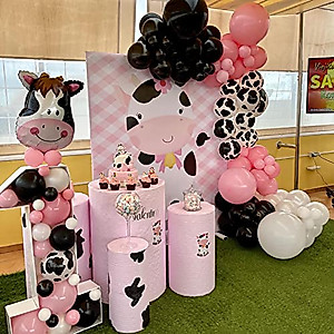 LLTT Funny Cow Balloon Garland Arch Kit, Farm Party Balloon Set of Cow Print Balloons, Pink White Black Balloons for Farm Birthday Party Baby Shower Kid's Bday