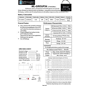 ML-Group34 -12 Volt 60 AH, Internal Thread (INT) Terminal, Rechargeable SLA AGM Battery