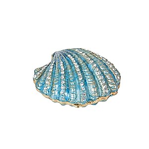 QIFU Hand Painted Enameled Shell Style Decorative Hinged Jewelry Trinket Box Unique Gift for Home Decor