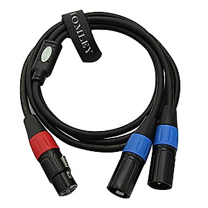 JOMLEY XLR Splitter Cable, XLR Female to Dual XLR Male Y Splitter Cable, 1 XLR Female to 2 XLR Male Balanced Microphone Splitter Cord Audio Cable - 5 feet