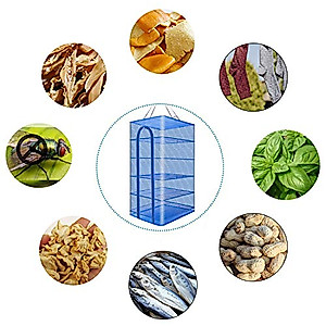 Hwayslon Hanging Drying Net Foldable Drying Rack Net Dryer 19.7"x19.7"x37.4" 6 Layer Folding Fish Mesh with Zippers for Fish Vegetables Fruit Herb