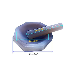 KOLAMOON ID: 50MM 1.97" Lab Grinding Natural Agate Mortar and Pestle Set Standard Form Inner Diameter 50mm Inner Depth 15 mm