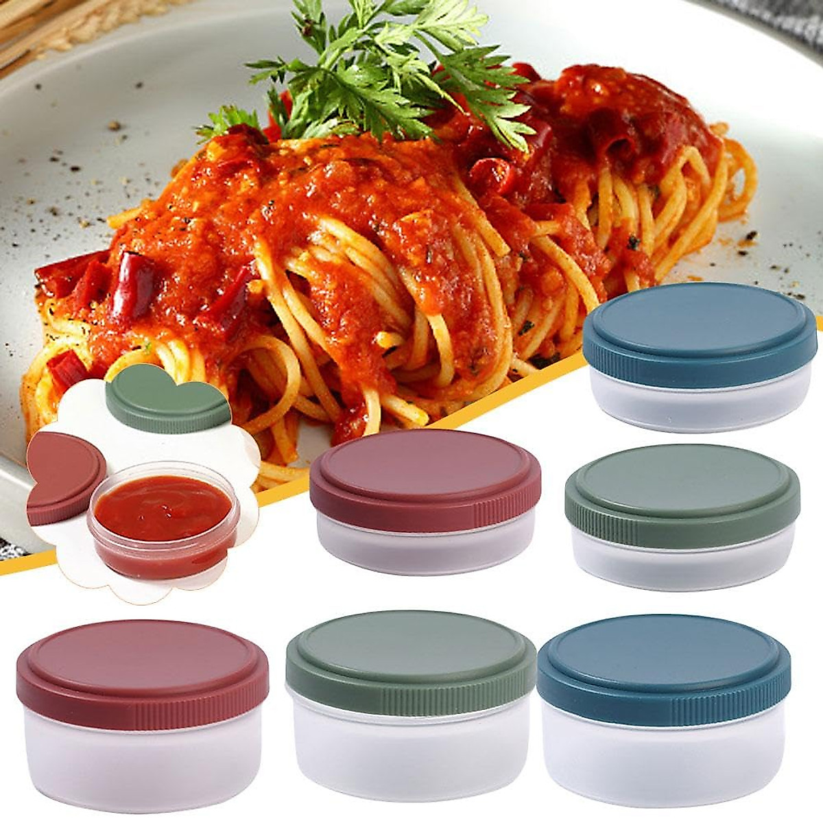 KKwercv Salad Dressing Containers, Small Condiment Containers with Leakproof Lids, Salad Dressing Container to Go, Reusable Sauce Containers, Food Cups for Lunch Picnic Travel