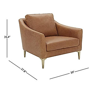 Amazon Brand – Rivet Alonzo Contemporary Leather Living Room Accent Chair, 39"W, Cognac