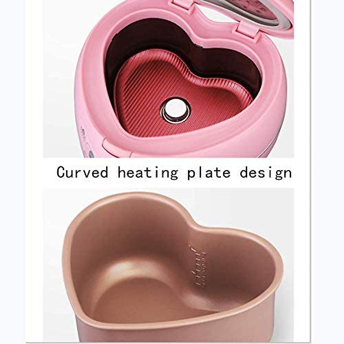 HMLH home insulation function electric steamer, mini heart-shaped dormitory rice cooker, can be cooked quickly, porridge/soup (1.8L),Pink