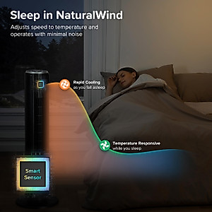 LEVOIT Classic 36 inch Tower Fan for Bedroom, 25ft/s Airflow Standing Fan that Blows Cold Air for Home, 90° Oscillation, Quiet 28dB, Remote, 12H Timer, 5 Speeds, 4 Modes with Smart Sensor, Black