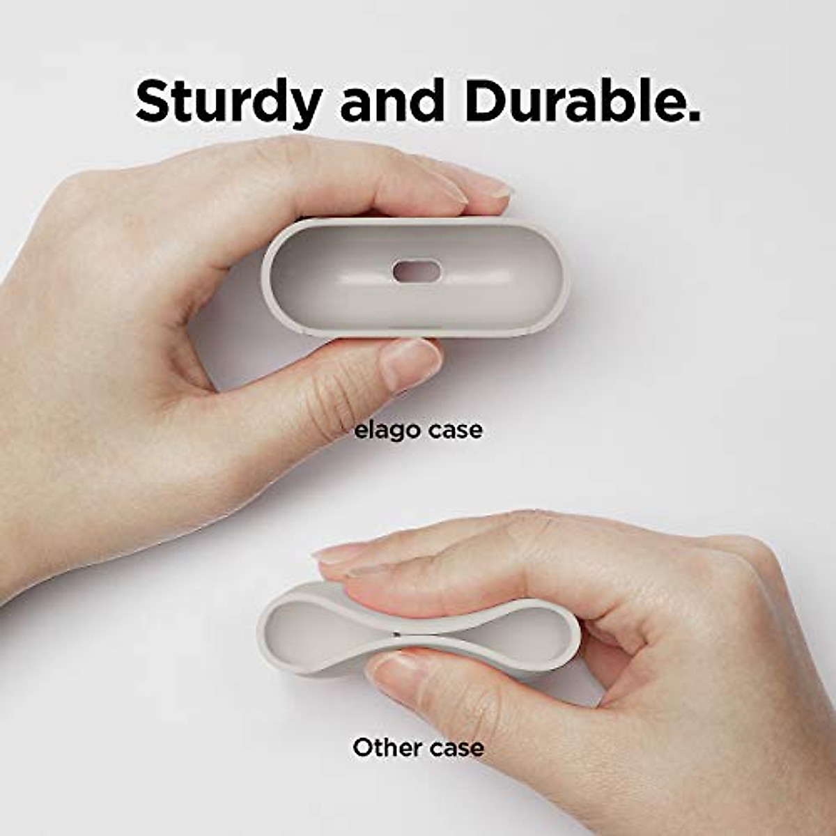 elago Liquid Silicone Case Compatible with AirPods Pro Case Cover - Triple Layer Protection, Safeguard Design, Supports Wireless Charging, Visible LED Light [Stone]