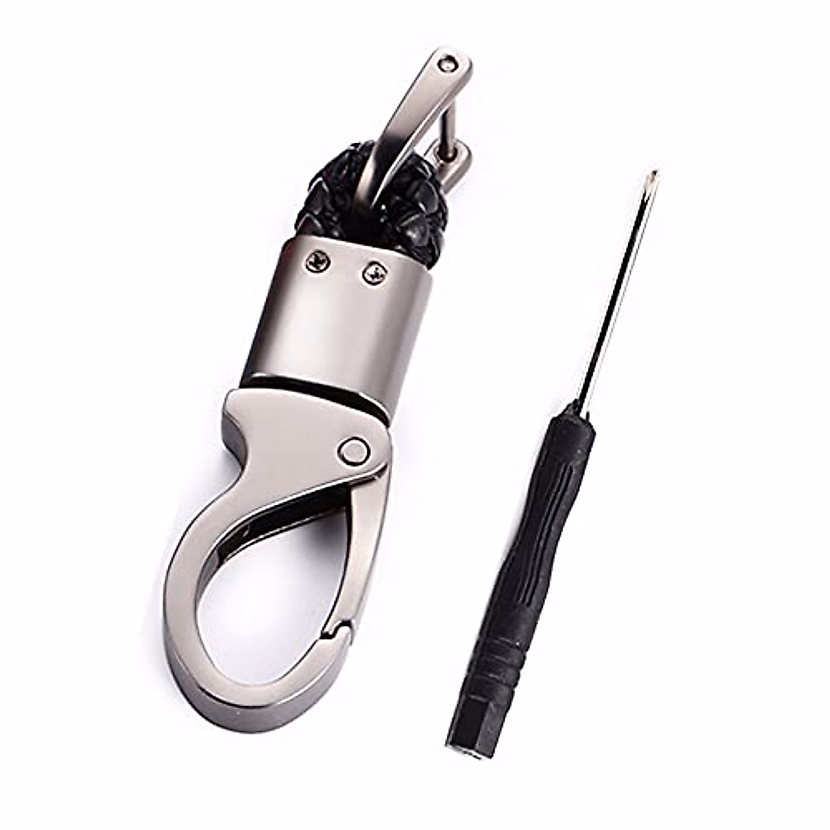 WFMJ Leather for GMC Sierra Yukon Chevrolet Silverado Colorado Cadillac Remote Smart 4 Buttons Key Case Cover Fob Chain (Black)