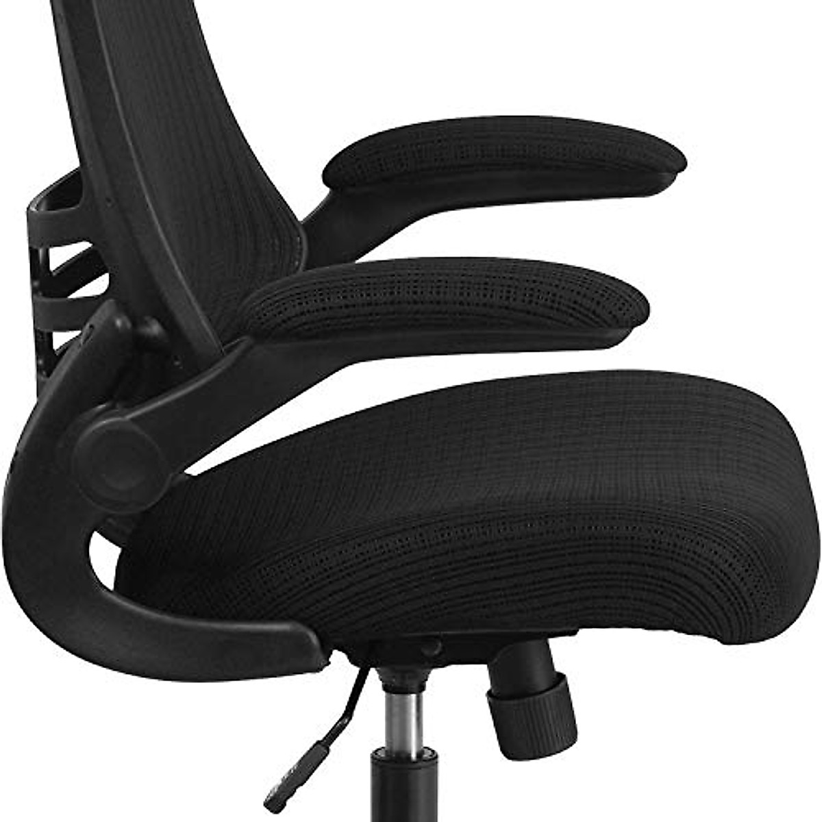 Flash Furniture Kelista High-Back Black Mesh Swivel Ergonomic Executive Office Chair with Flip-Up Arms and Adjustable Headrest
