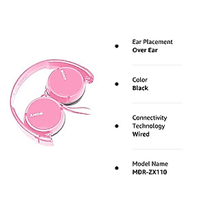 SONY Wired Over Ear Best Stereo Extra Bass Portable Foldable Headphones Headset for Apple iPhone iPod/Samsung Galaxy / mp3 Player / 3.5mm Jack Plug Cell Phone (Rose)