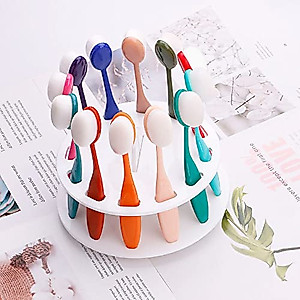 Yoseng 12 Hole Round Shape Drying Rack Storage Display Bracket Shelf Holder,Spinning Storage Caddy for Oval Ink Blending Brushes Blender（White）