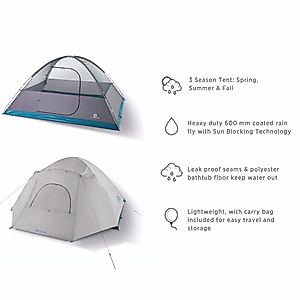 Outbound 8 Person 3 Season Lightweight Easy Set Up Dome Camping Tent Heavy Duty 600mm Coated Blackout Rainfly and Zip Carrying Bag, White/Gray