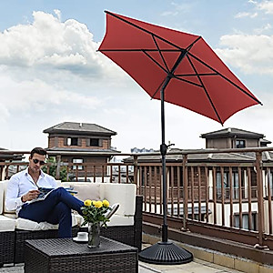 Gardesol 7.5 FT Patio Umbrella, Outdoor Market Umbrella with Push Button Tilt/Crank, 6 Sturdy Ribs, Fade Resistant, UV Protection, Solution-Dyed Fabric, Outdoor Table Umbrella for Decks, Backyard, Pool, Red