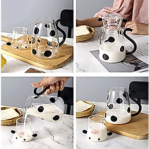 RockTrend Cartoon Cow Clear Glass Bedside Night Water Carafe Set with Tumbler, Pitcher And Cup Night Set