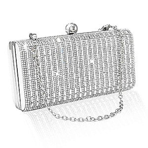 Yokawe Clutch Purse for Women Sparkling Rhinestone Evening Bag Bridal Wedding Prom Party Handbag (Silver)