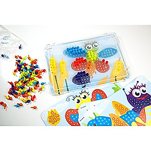 Miniland Educational MLE45316 Pegs 3/8", 6 Pattern Cards, 180 Pegs (Pack of 187)