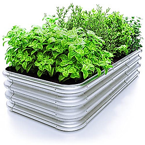 ZICOTO Premium Raised Garden Bed for Outdoors - Sturdy and Easy to Assemble Galvanized Steel Planter Box - Versatile Metal Planter is Perfect to Grow Your Beautiful Herbs, Vegetables and Flowers