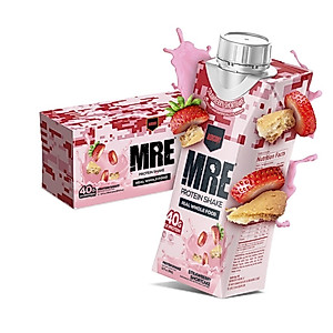REDCON1 MRE Ready to Drink Protein Shakes, Strawberry Shortcake - Protein Drinks with Whole Food Sources - Sugar Free RTD Shake Formulated to Fuel Athletes at Any Time (12 Pack)