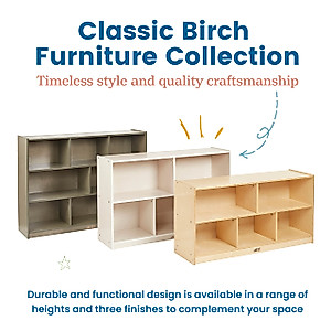 ECR4Kids - ELR-0420 Birch 5-Section School Classroom Storage Cabinet with Casters, Natural, 30" H